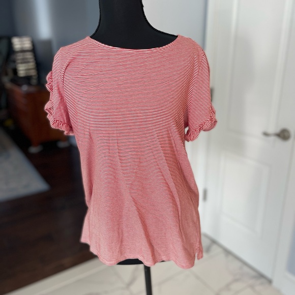 LOFT | Tops | Loft Red Striped Tshirt | Poshmark